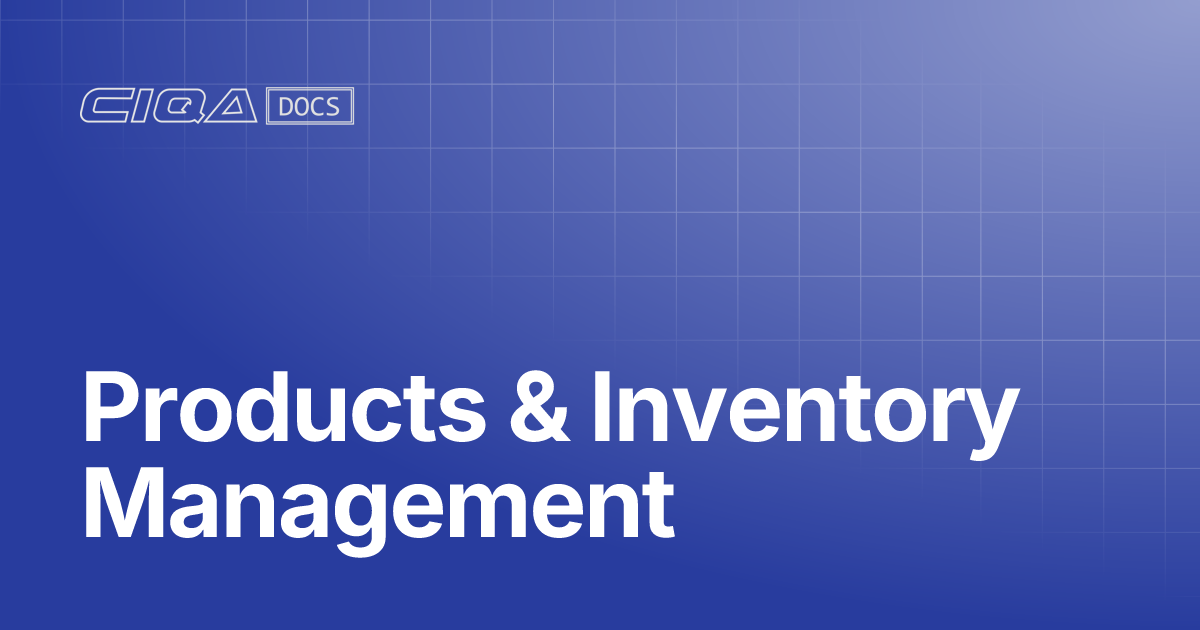 Products & Inventory Management | Help Center