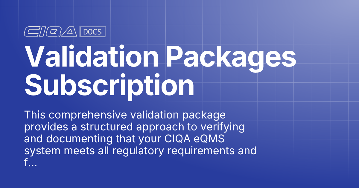 Validation Packages Subscription | Help Center