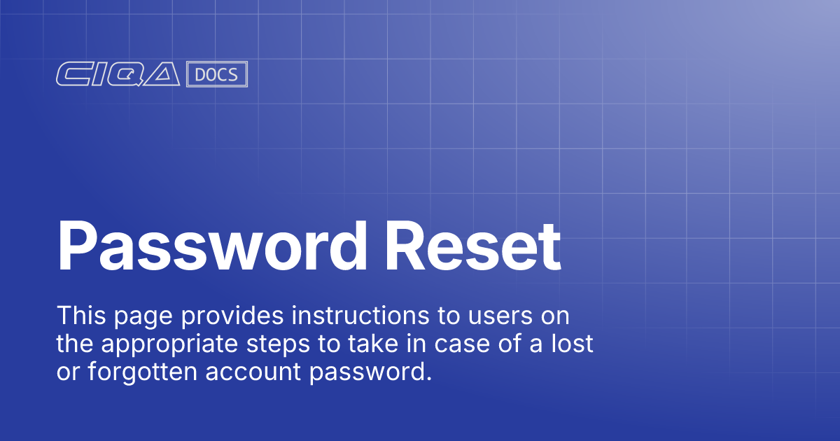 Password Reset | Help Center